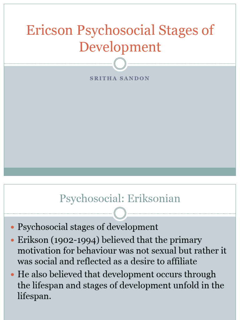 Ericson Psychosocial Stages of Development | PDF | Identity (Social ...