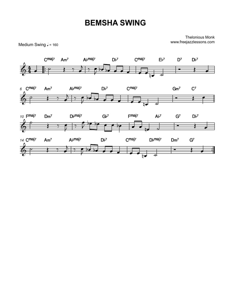 Bemsha Swing Lead Sheet Full Score | PDF