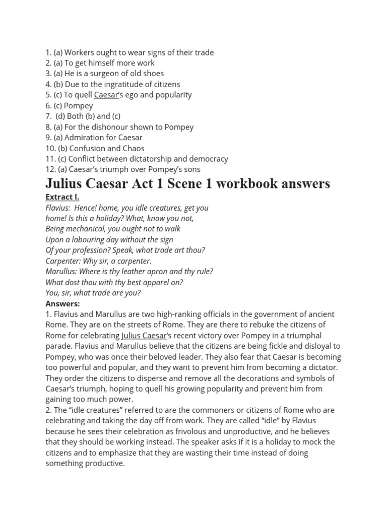 JC Workbook | Download Free PDF | Julius Caesar | Ancient Rome