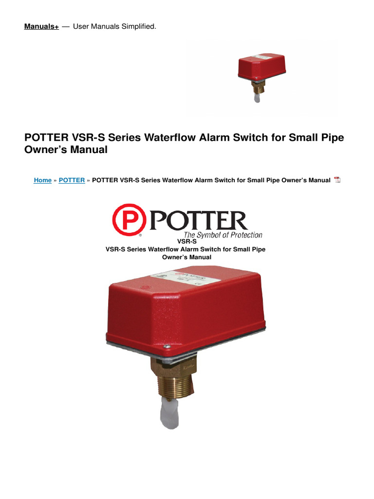 Water Flow Switch VSR-S | PDF | Fire Sprinkler System | Switch