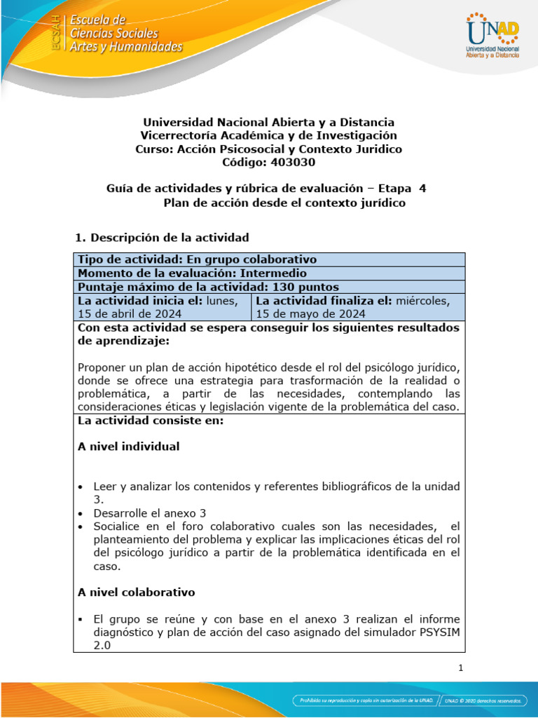 Guía de actividades y rúbrica de evaluación - Unidad 3 - Etapa 4- Plan ...