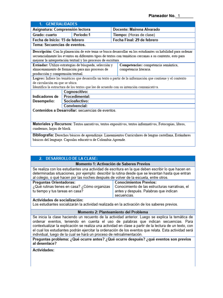Secuencias de Eventos | PDF | Comprensión lectora | Ciencia cognitiva