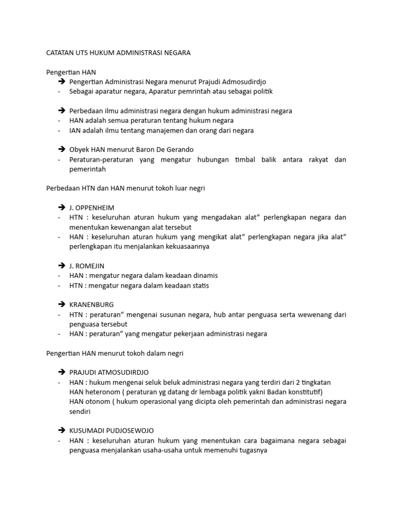 Catatan Uts Hukum Administrasi Negara | PDF | Politik | Sejarah