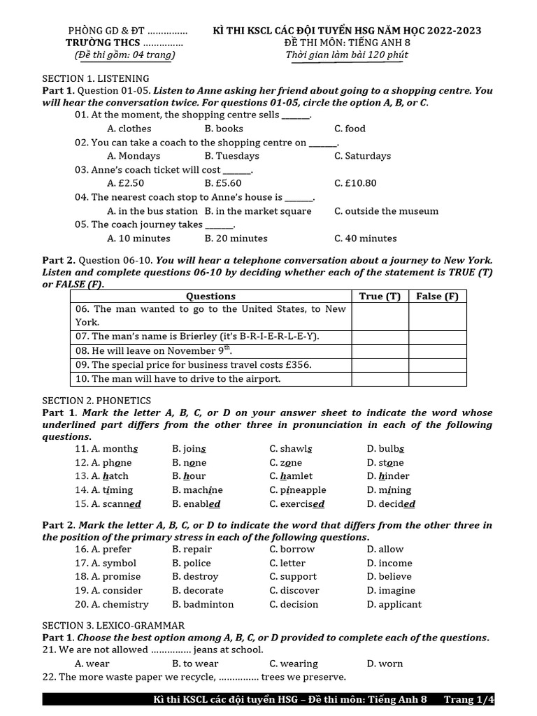 (Loga.vn) ĐỀ LUYỆN THI HSG 801 | PDF | Color