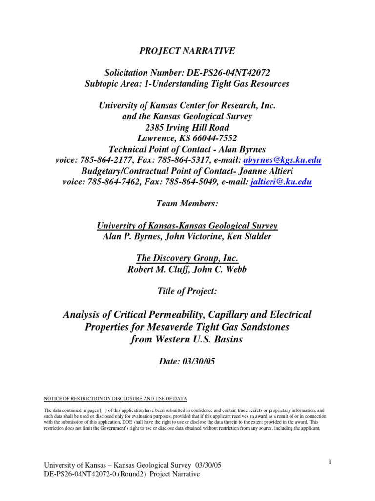 Original Project Proposal Narrative | PDF | Permeability (Earth ...