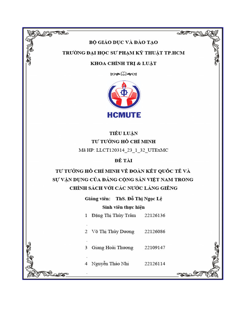 Tiểu Luận TTHCM - final.docx Tham Khảo | PDF