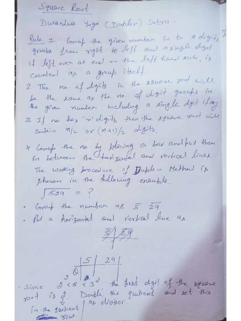 Duplex Method For Square Root | PDF