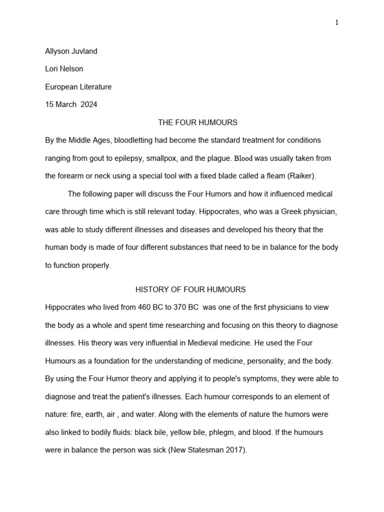 Medieval Medicine: The Four Humours | PDF | Clinical Medicine | Medicine