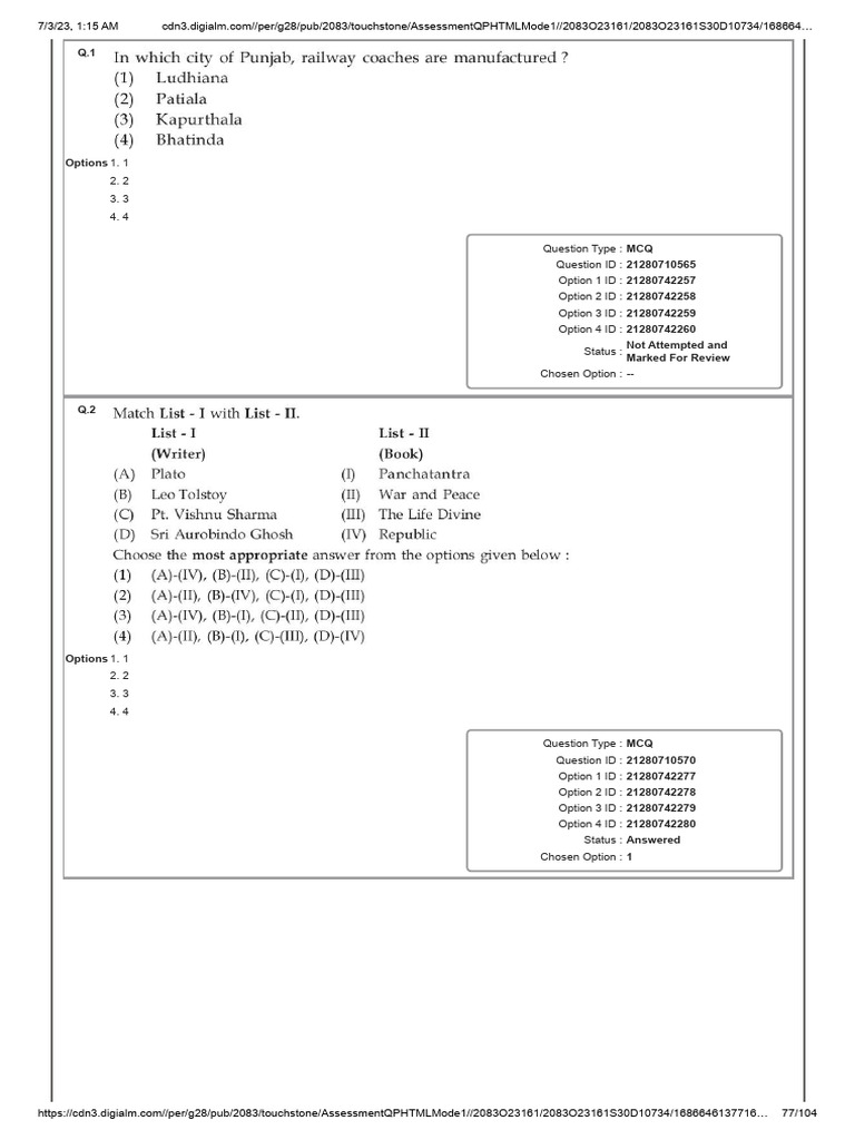 Question Paper (34) | PDF | Standardized Tests | Tests