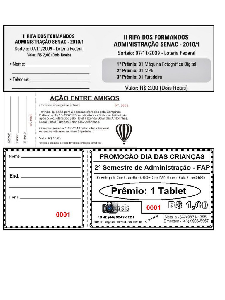 Rifa Em Prol Da Festa Das | PDF