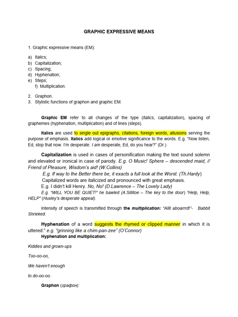 Graphic Expressive Means in Language | PDF | Word | Slang