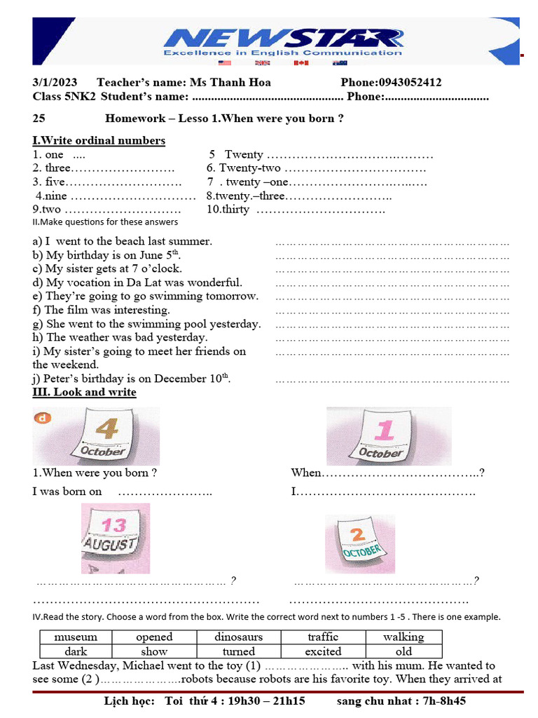 When Were You Born? Worksheet | PDF
