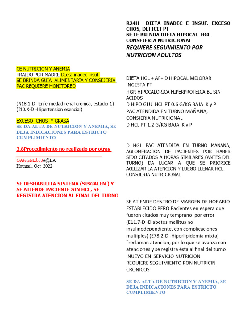 Plantilla HISTORIA CLINICA FIN Ccee 2 | PDF | Obesidad | Dieta