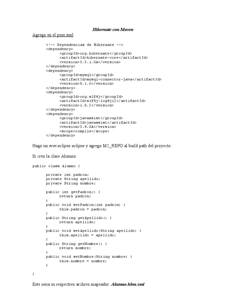 Hibernate Con Maven | PDF | Tabla (base de datos) | Java (lenguaje de programación)