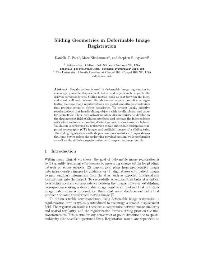 Sliding Geometries in Deformable Image Registration | PDF | Plane (Geometry) | Deformation ...