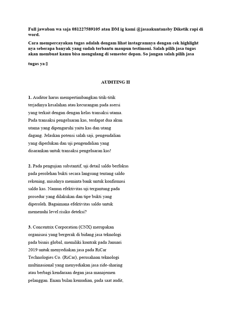 Auditing 2 Dan Sistem Pengendalian Manajemen | PDF