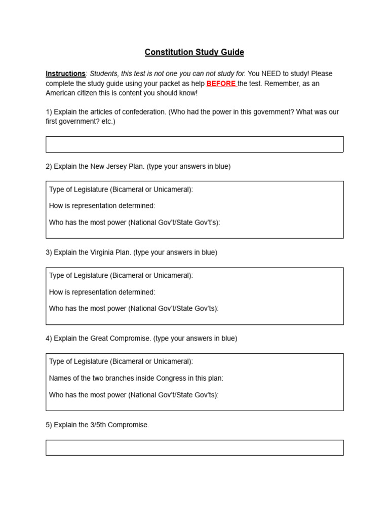 Constitution Study Guide | PDF