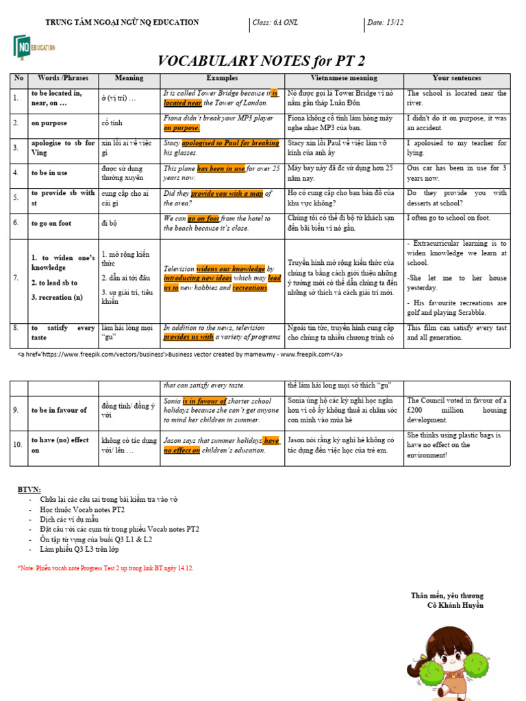 Vocab Notes PT2 | PDF