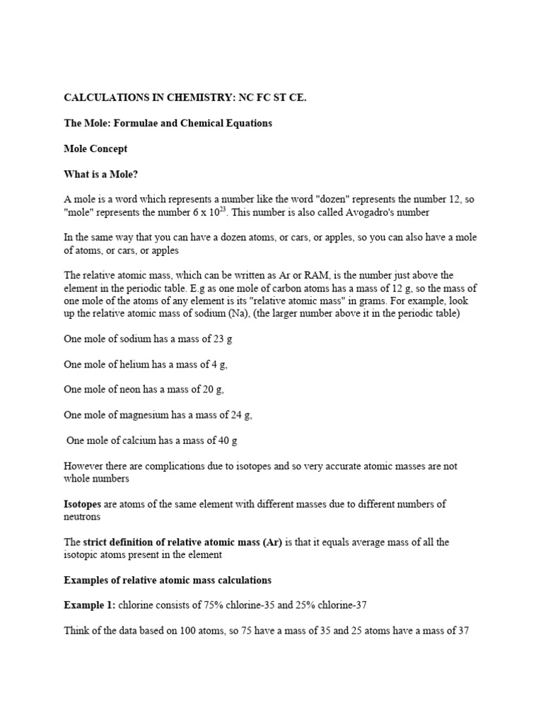 Stochiometry Notes | Download Free PDF | Mole (Unit) | Gases