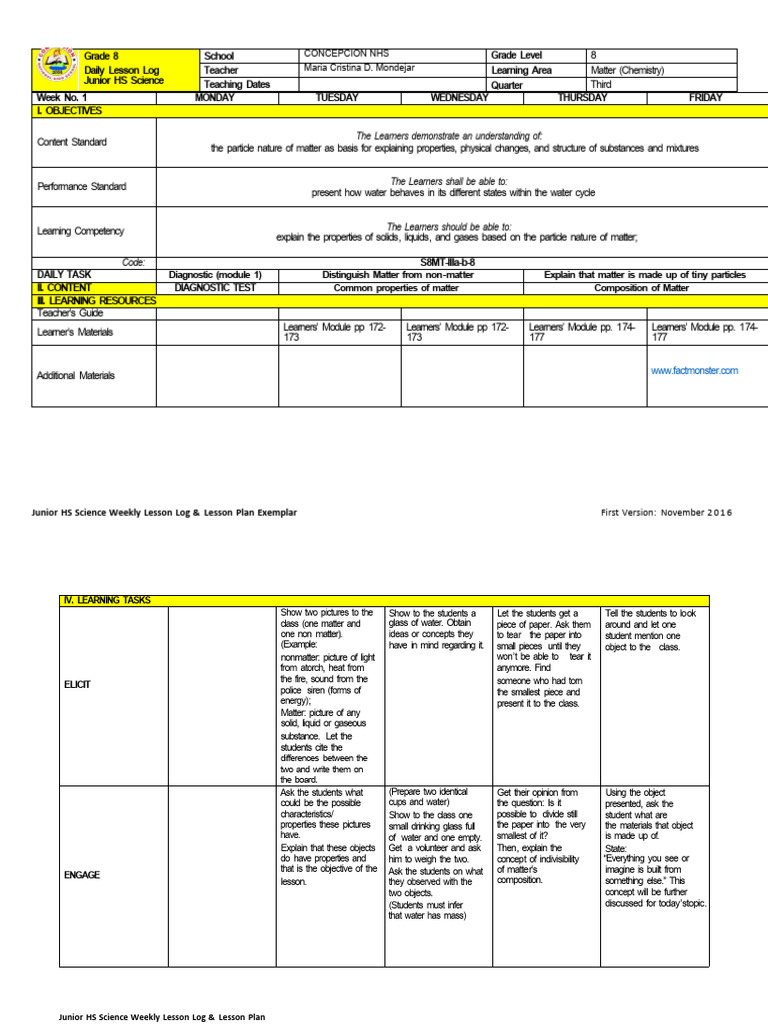 DLL-SCIENCE 8-3rd Quarter | PDF | Matter | Evaporation