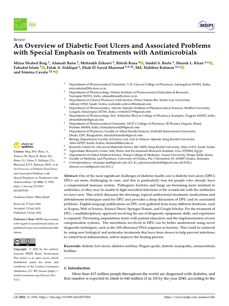An Overview Of Diabetic Foot Ulcers And Associated Problems With 3753