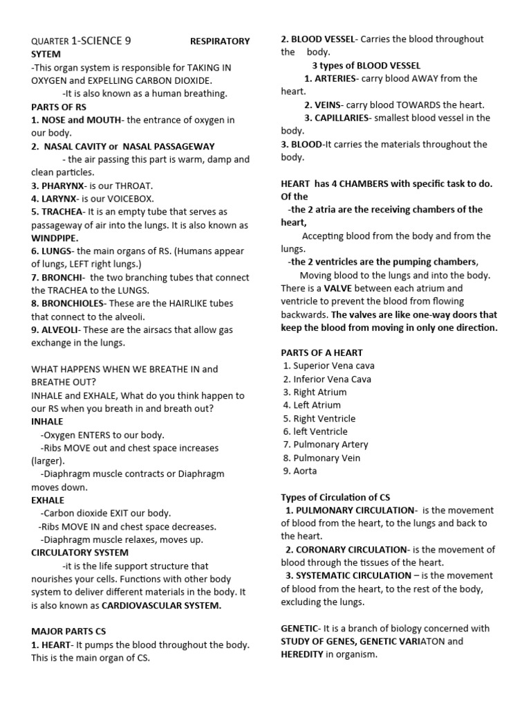 Science 9 | PDF | Heart | Lung