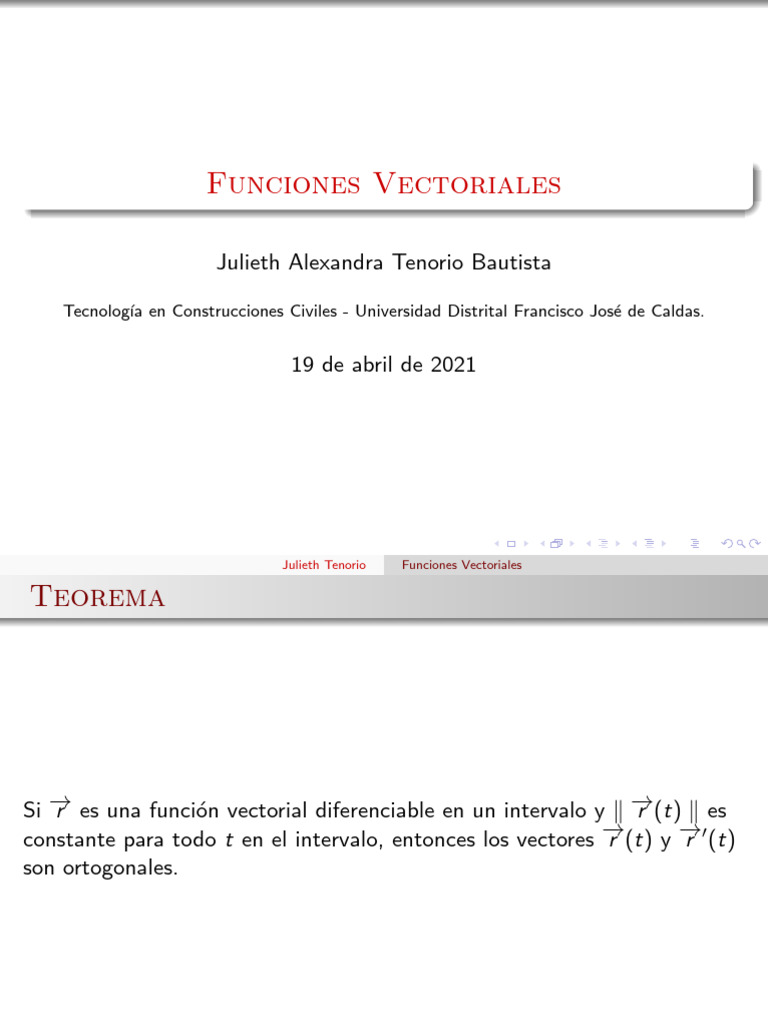 Teorema y Propiedades de Funciones Vectoriales | PDF | Vector Euclidiano | Integral