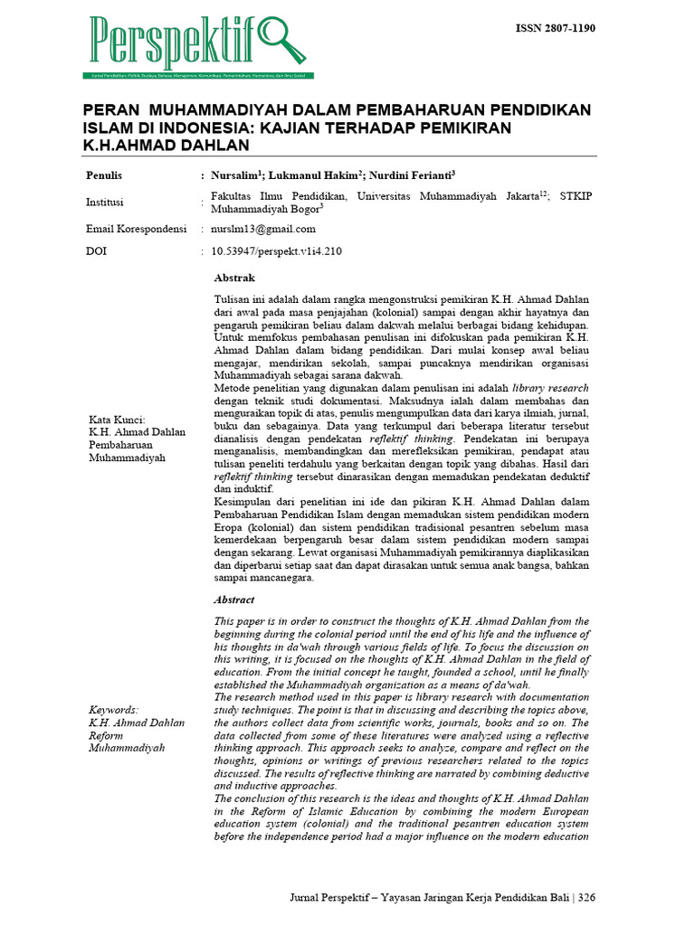 Peran Muhammadiyah Dalam Pembaharuan Pendidikan Islam Di Indonesia | PDF