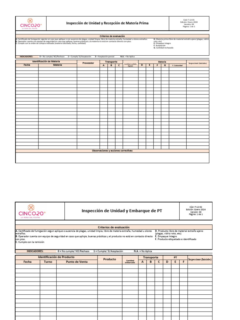Inspección y Recepción de Materia Prima | PDF