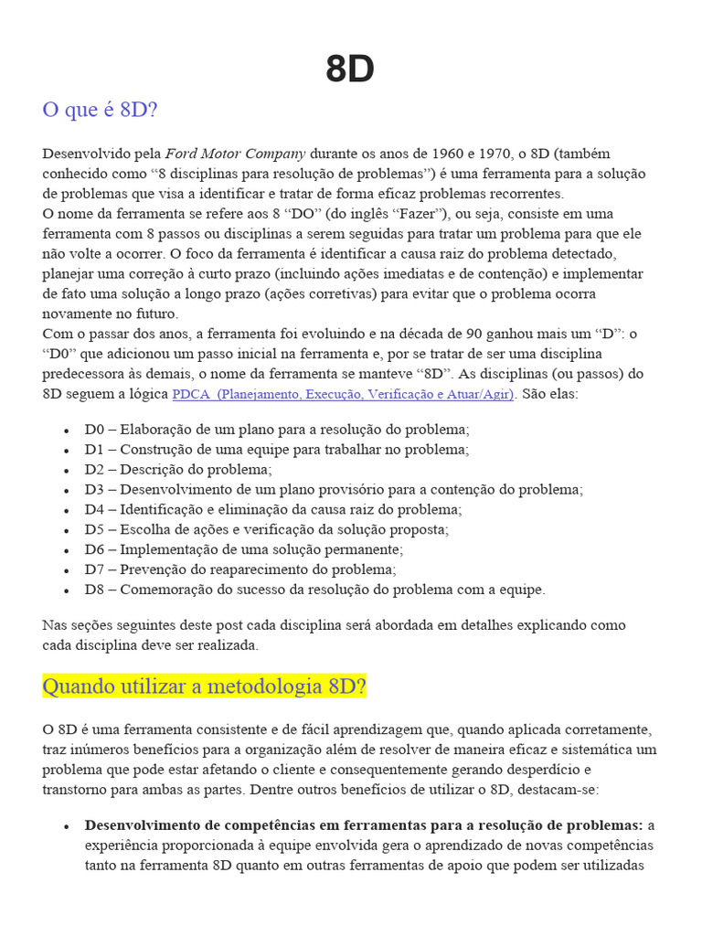 8D disciplina | PDF | Aprendizado