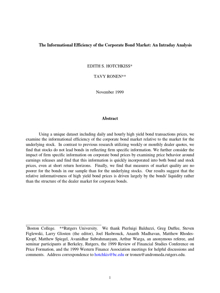 Corporate Bond Market Efficiency Analysis | PDF | Financial Risk ...