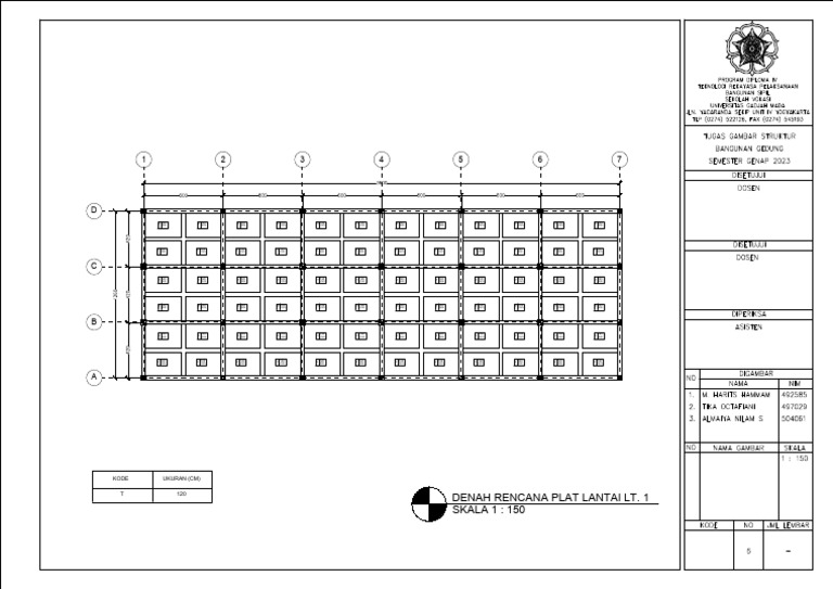 Denah Plat Lantai LT. 1 Skala 1:150 | PDF