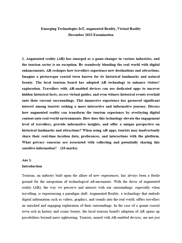 Emerging Technologies | PDF | Augmented Reality | Internet Of Things