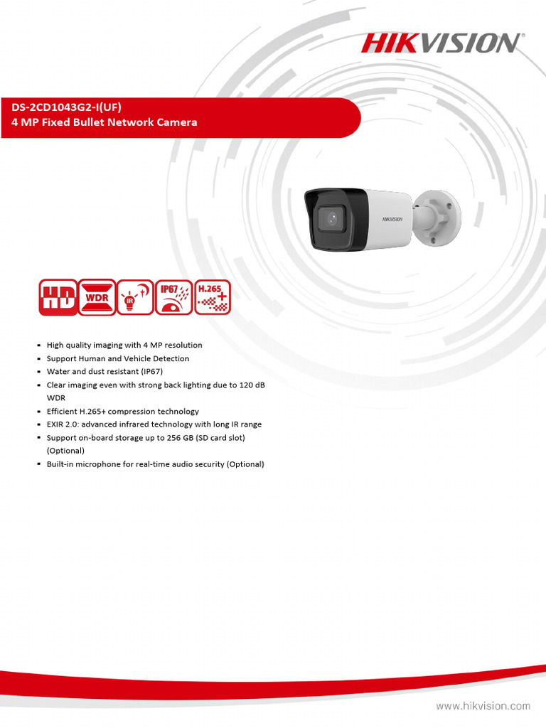 4MP Bullet Camera with Human Detection | PDF | Camera Lens | Infrared