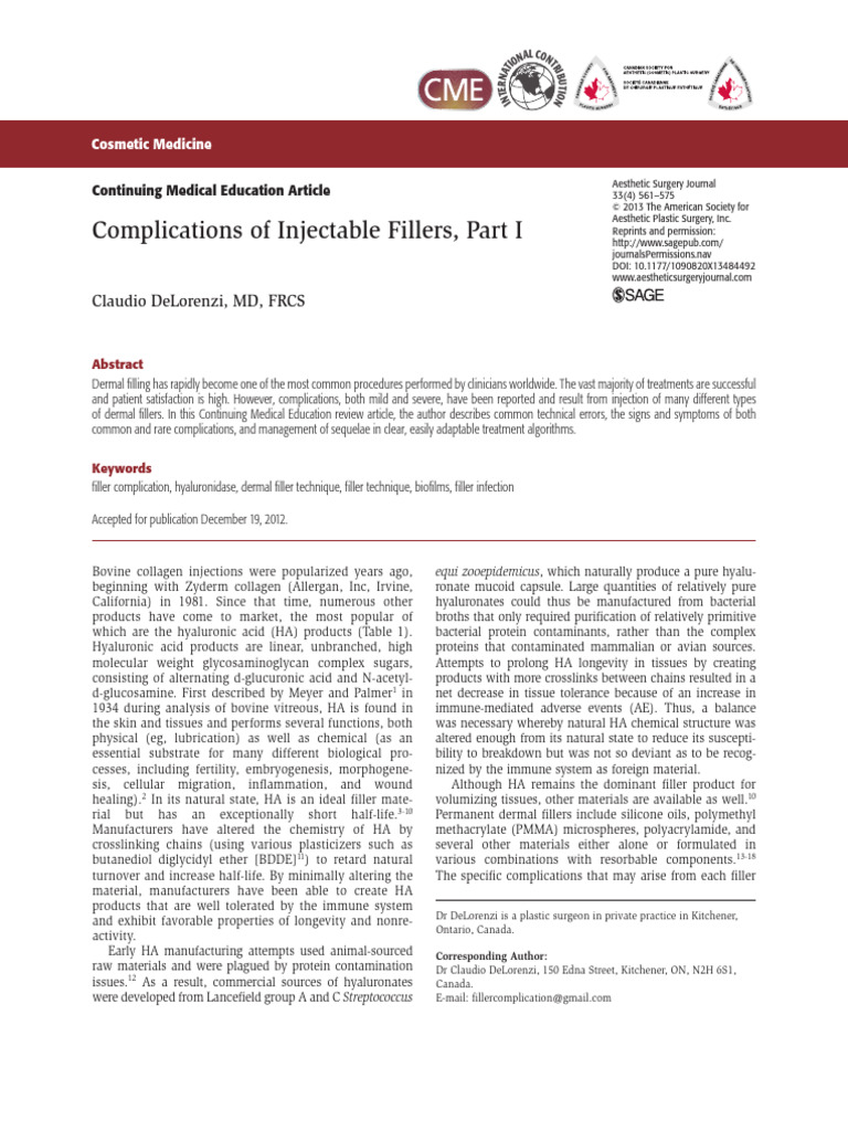 Complications of Injectable Fillers Part | Download Free PDF ...