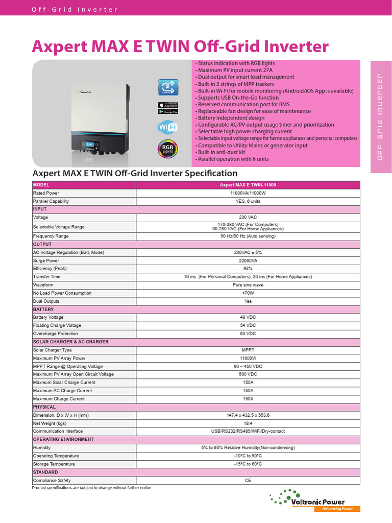 Axpert Max-E Twin Ds | Download Free PDF | Power Inverter | Alternating Current