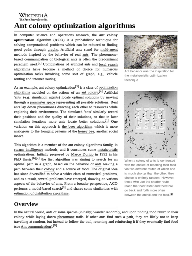 Ant Colony Optimization Algorithms | PDF | Mathematical Optimization | Applied Mathematics