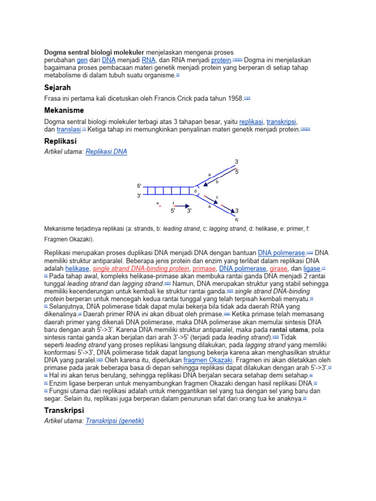 Dogma Sentral Biologi Molekuler | PDF