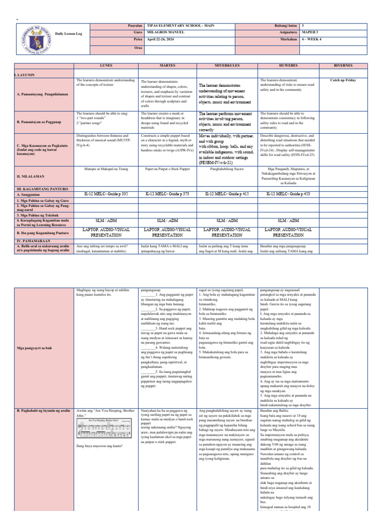 MAPEH Q4 Week 4 | PDF