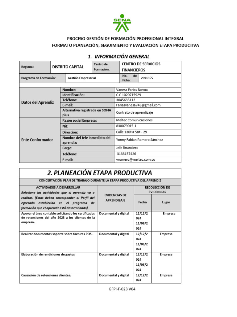 GFPI-F-023 V04 CONCERTACIÓN Y EVALUACIÓN FINAL Visita 3 M5 | PDF | Business