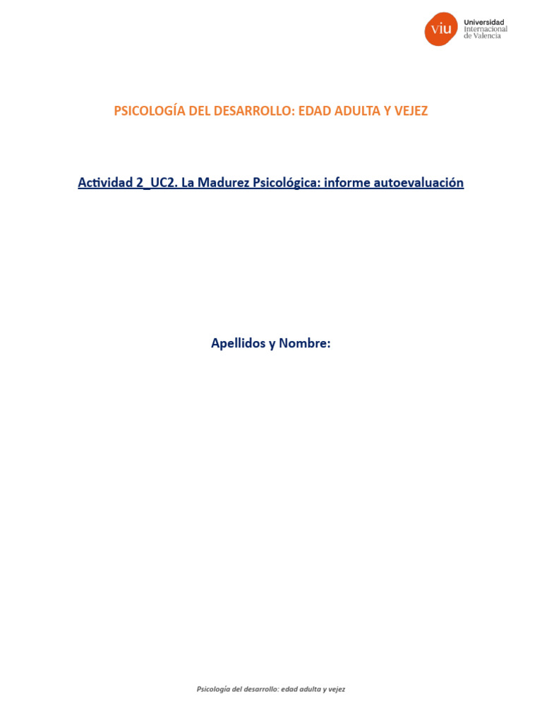 Plantilla Actividad UC2 | PDF | Sicología | Autoestima