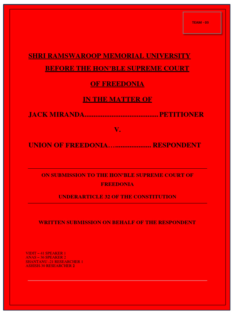 Srmu Memorial | PDF | Detention (Imprisonment) | Miranda Warning