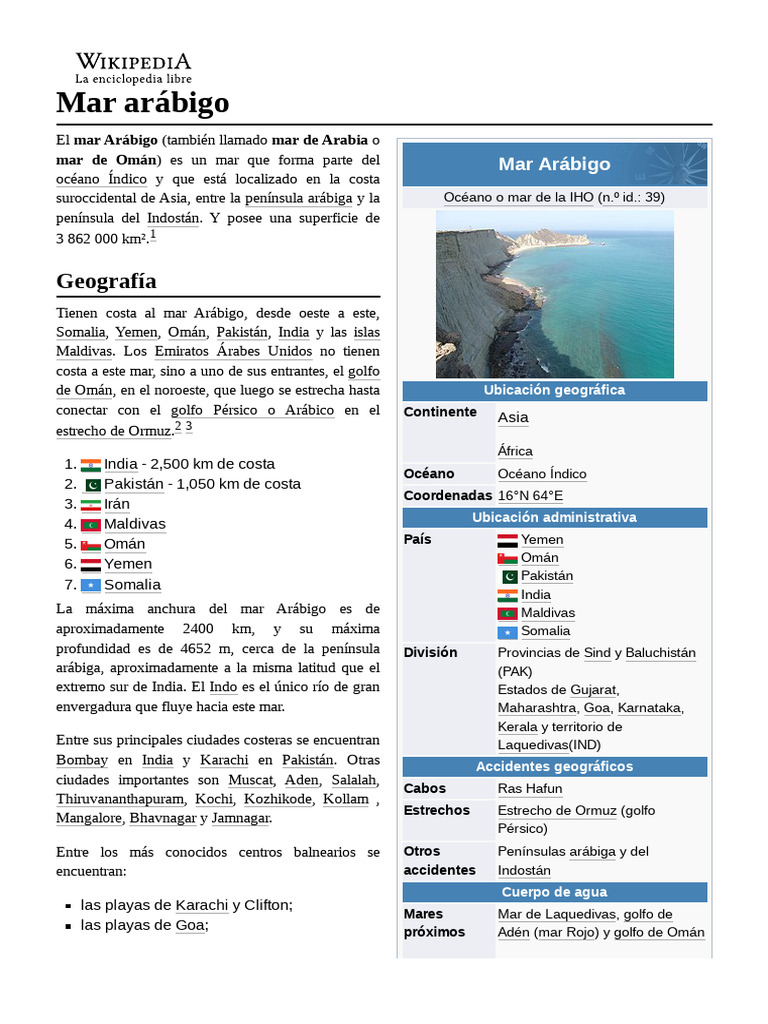 Mar Arábigo | PDF | Formaciones terrestres costeras y oceánicas ...