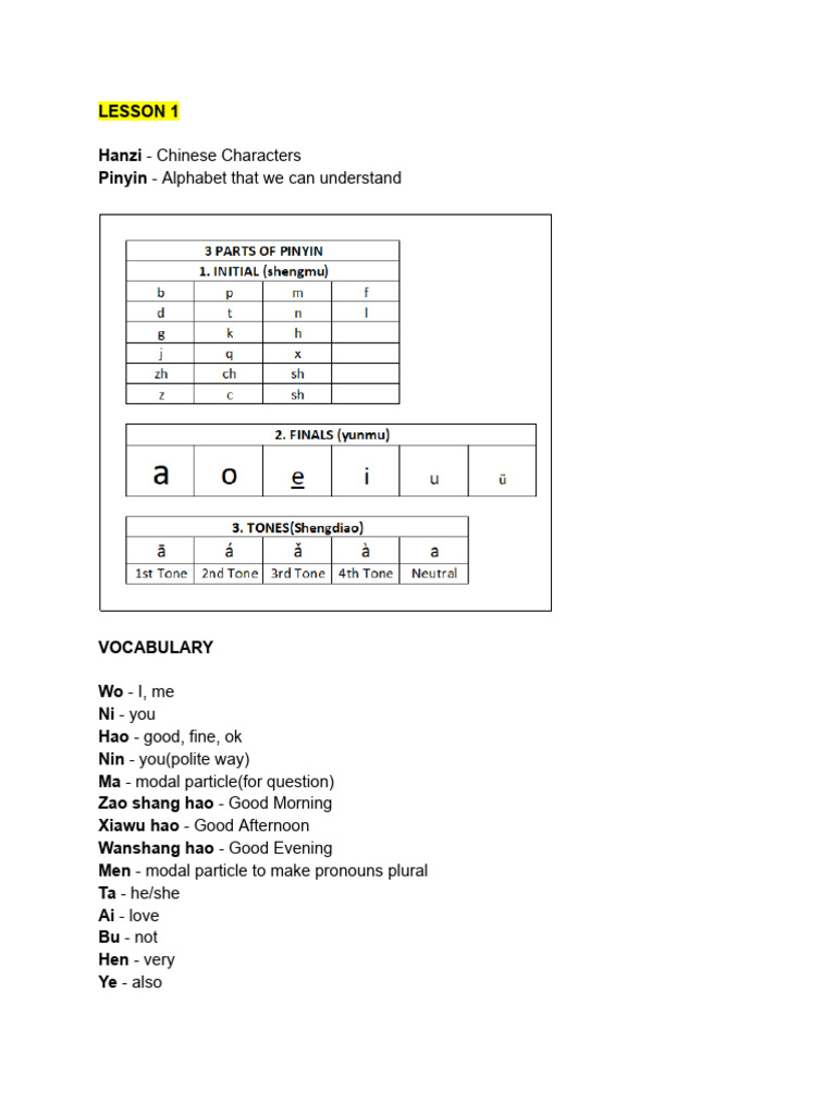 Mandarin Reviewer L1 L11 | PDF | Renminbi