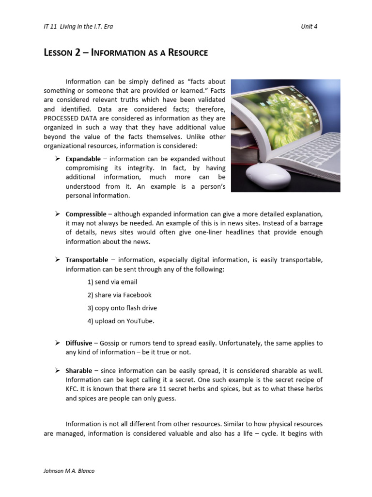 Understanding Information as a Resource | PDF | Information | Goods