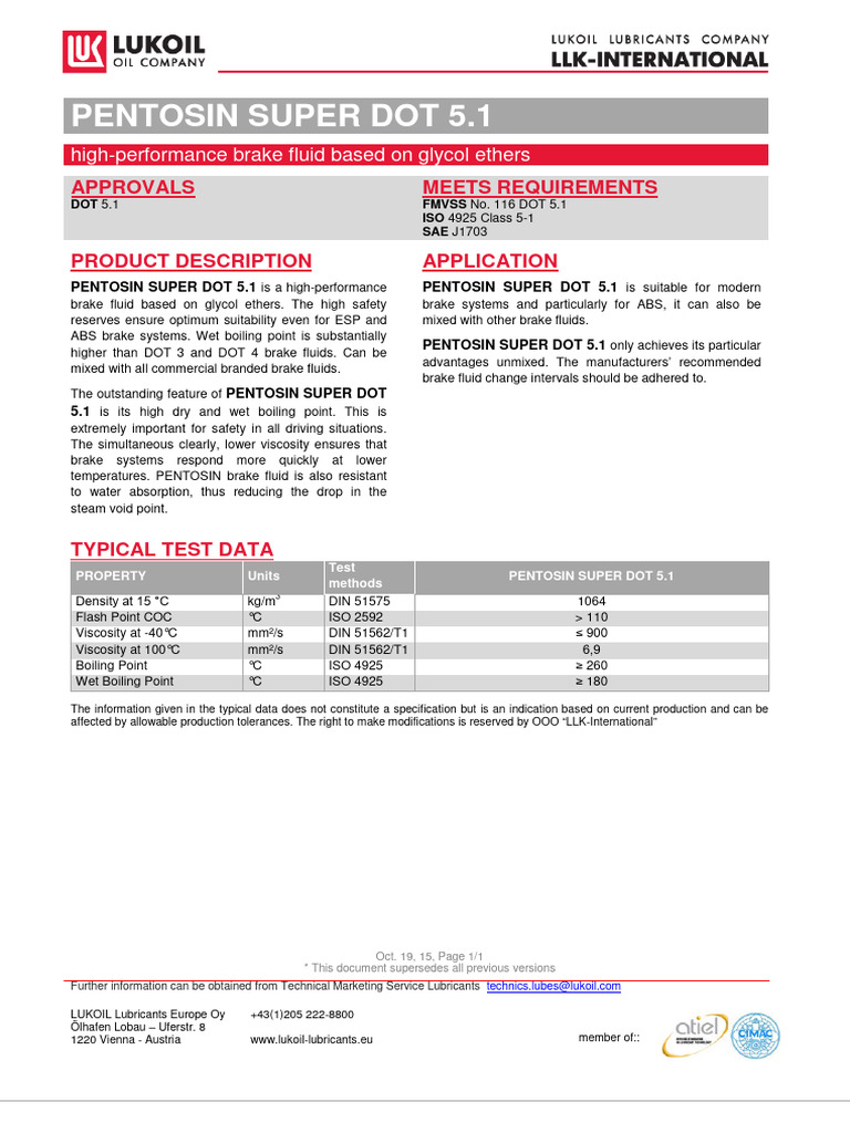 Pentosin Super Dot 5.1 | PDF | Continuum Mechanics | Chemical Engineering