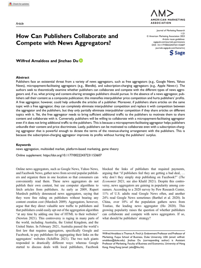 Publishers vs. News Aggregators: Strategies | PDF | News | Advertising