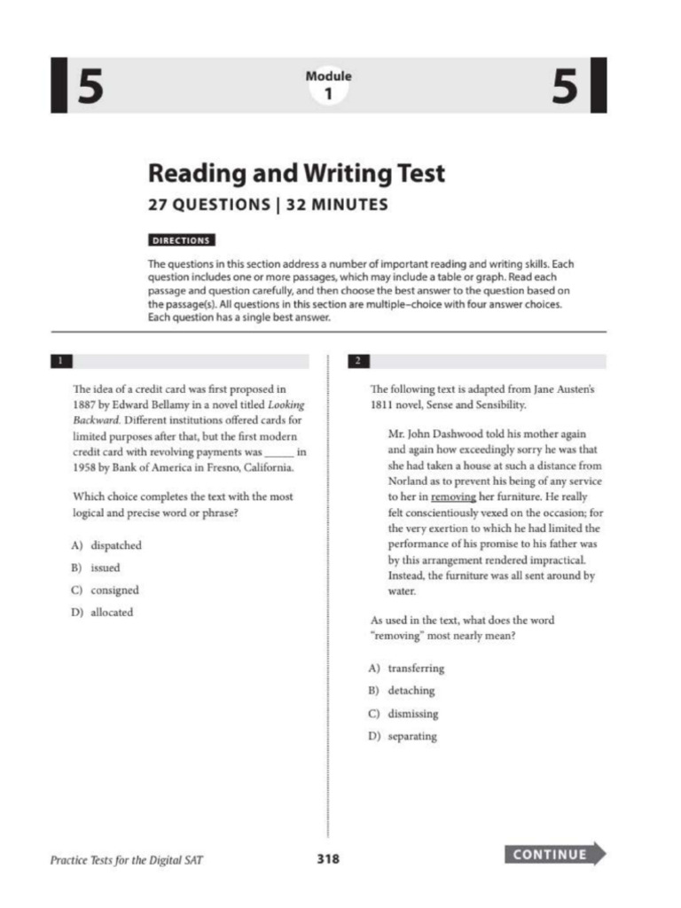 Practice Test 5. Module 1 | PDF