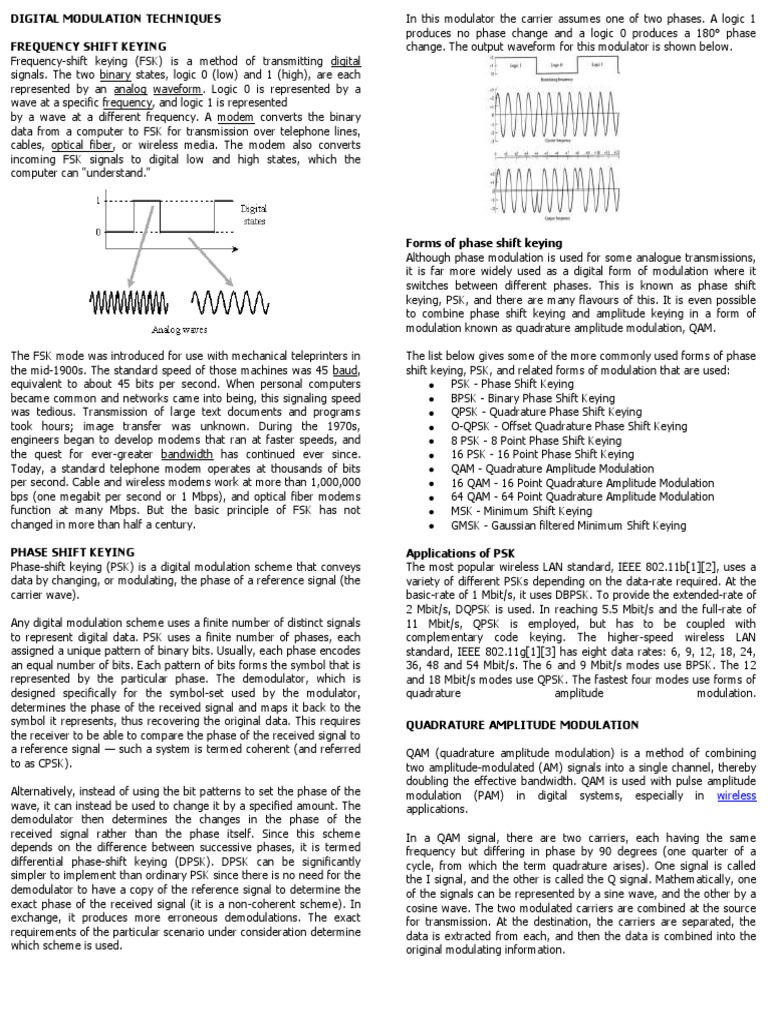 Digital Modulation Techniques / Multiplexing | PDF | Multiplexing ...