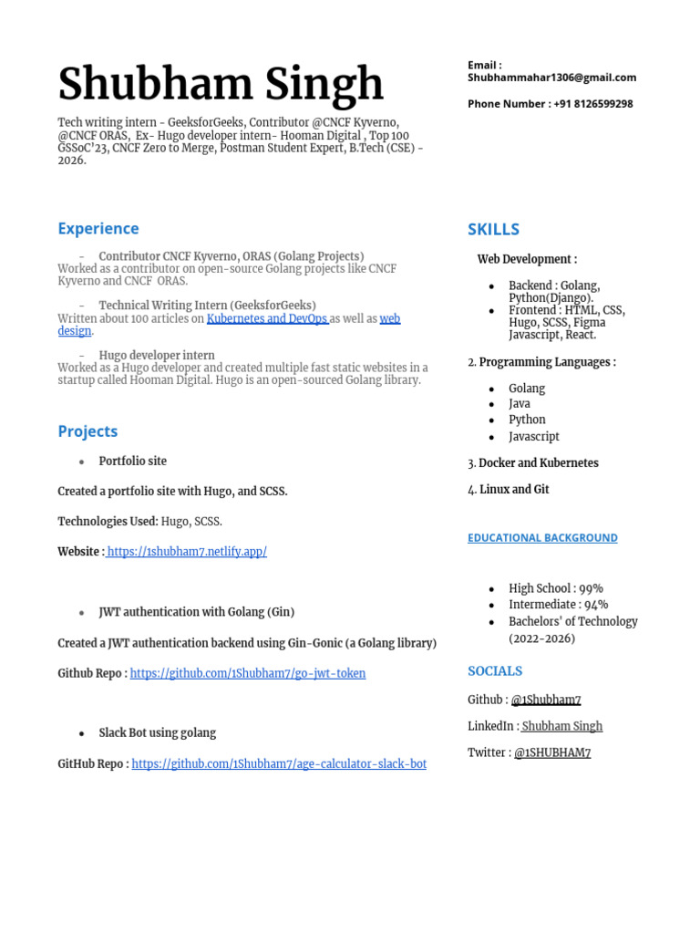 Shubham Singh: Experience | PDF | Computer Programming | Software Engineering